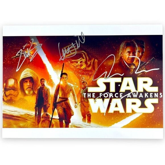 Wall Decor | Markhamill Cast Star Wars The Force Awakens Hand Signed ...